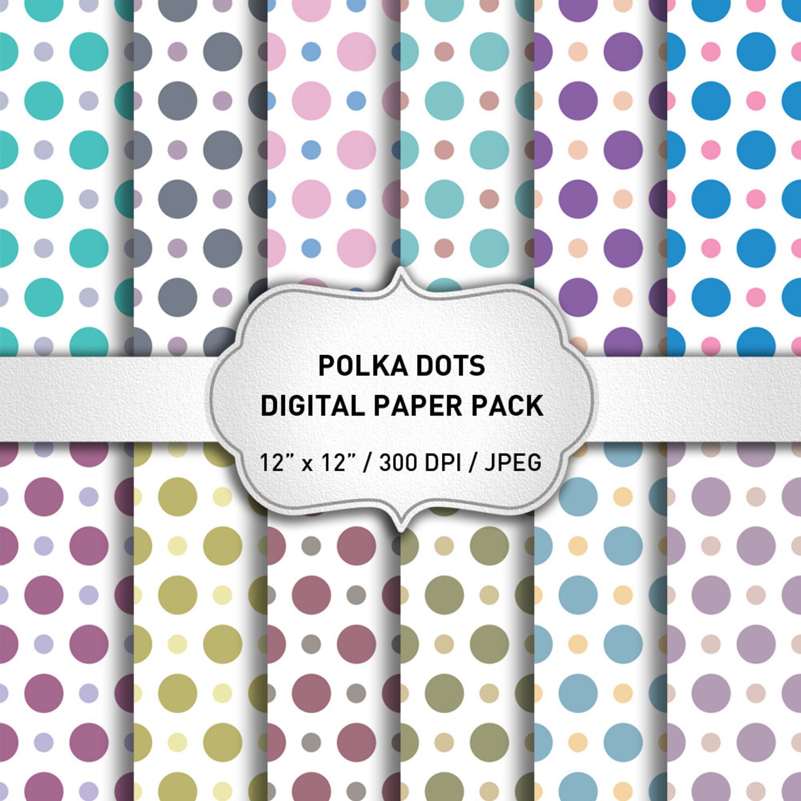 Polka Dot Digital Paper, Polka Dots Paper, Polka Dots Backgrounds ...