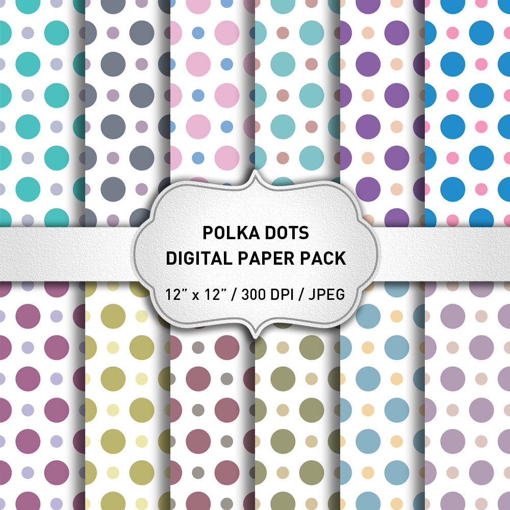 Polka Dot Digital Paper, Polka Dots Paper, Polka Dots Backgrounds ...