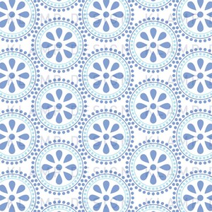 Blue Digital Paper, Scrapbook Papers, Floral Digital Paper, Pattern ...