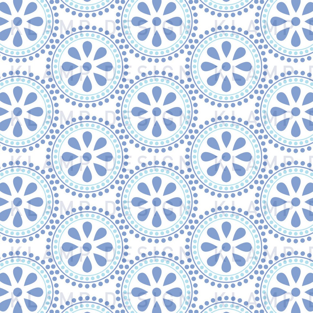 Blue Digital Paper, Scrapbook Papers, Floral Digital Paper, Pattern ...