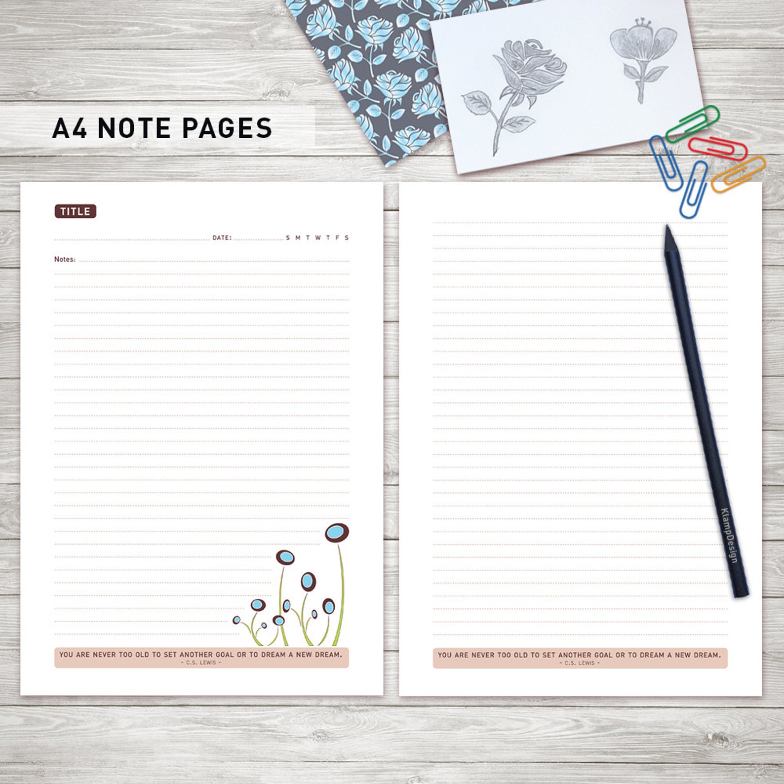 Notes Page Printable: notes Page Planner Page - Etsy
