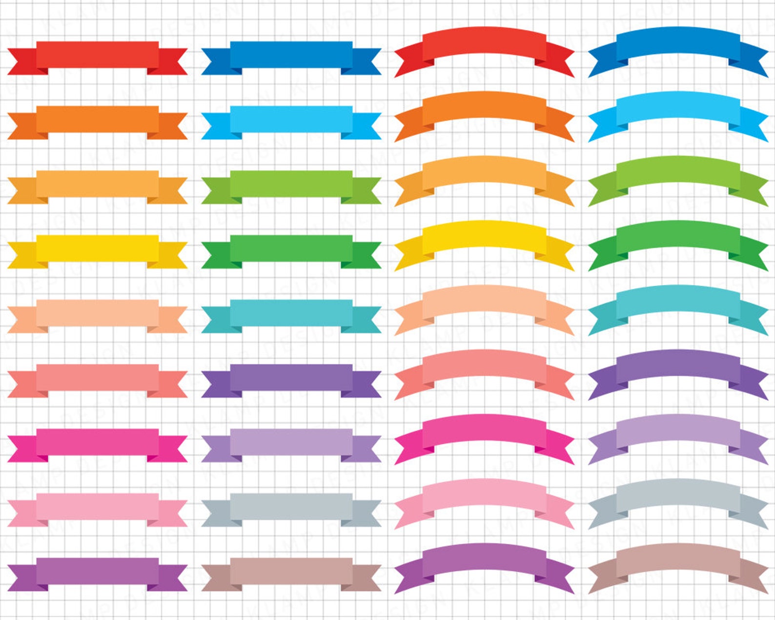 36 Digital Ribbon Banner: "ribbon Banner Clip Art" for Scrapbook, Card ...