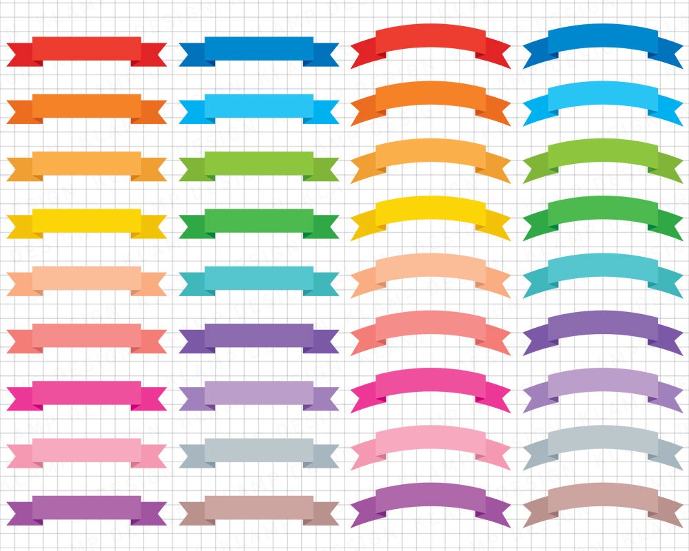36 Digital Ribbon Banner: "ribbon Banner Clip Art" for Scrapbook, Card ...