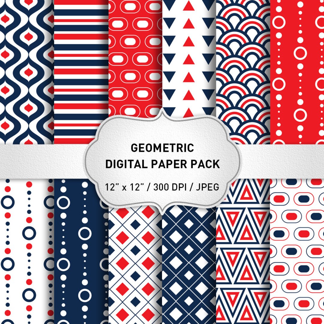 Geometric Digital Paper: "red Digital Paper" Blue Digital Paper ...