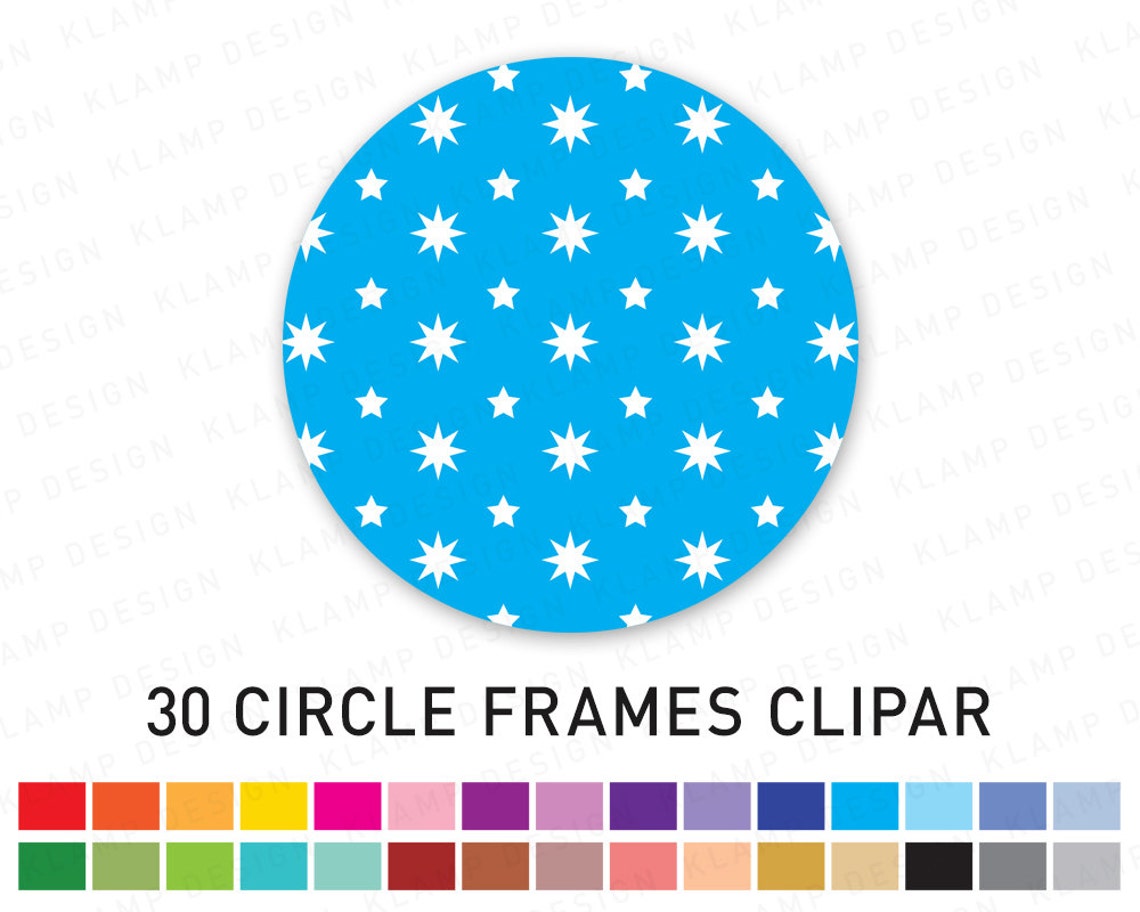 Circle Frame Clipart: "circle Clipart" With Stars Pattern, Digital ...
