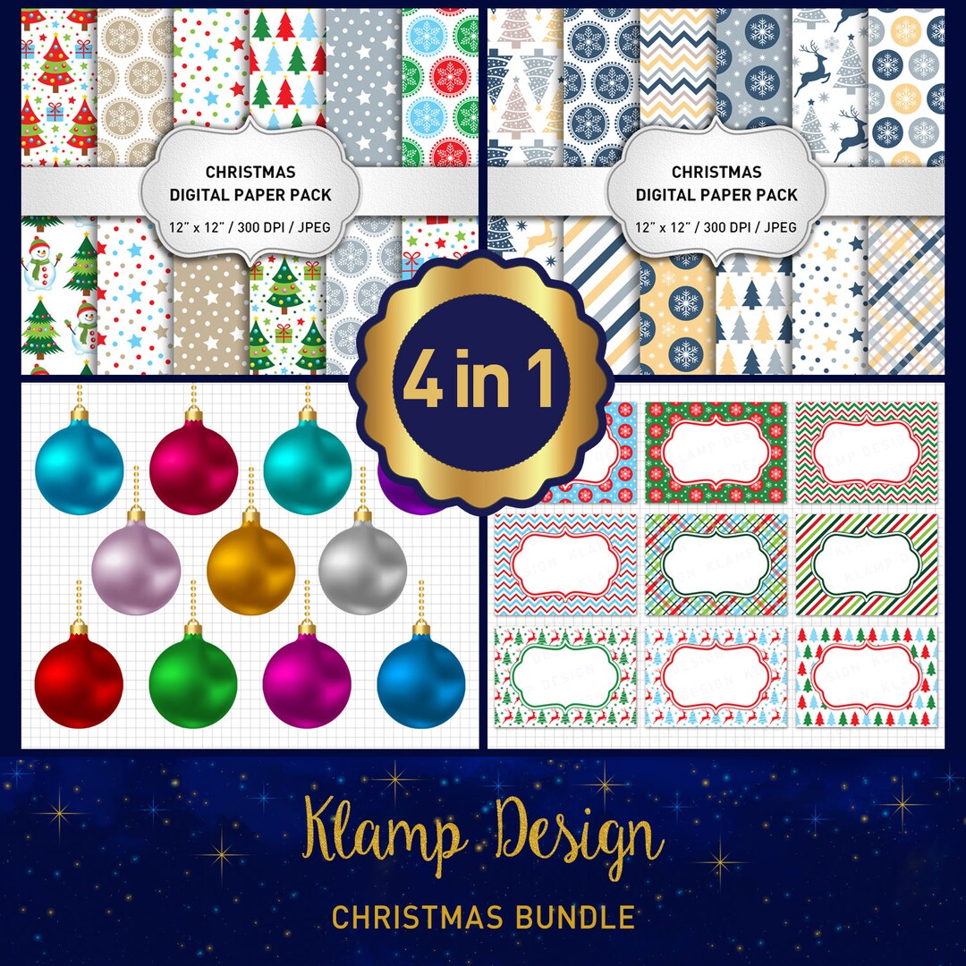 Christmas Digital Paper, Christmas Clip Art, Christmas Ball Clipart ...
