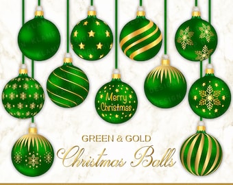 Blue and Gold Christmas Balls Clipart Christmas Baubles | Etsy