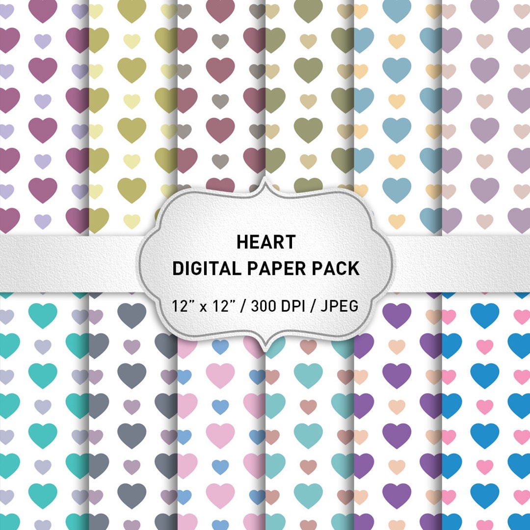 Heart Digital Paper: " Valentine Digital Paper" Hearts Digital ...
