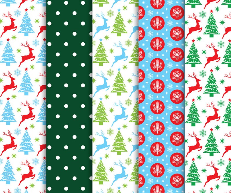 Christmas Digital Paper Commercial Use, Classic Christmas Papers ...