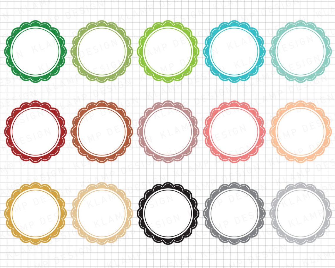 Digital Frame Clipart: "circle Frame Clipart" Scalloped Frames Clipart ...