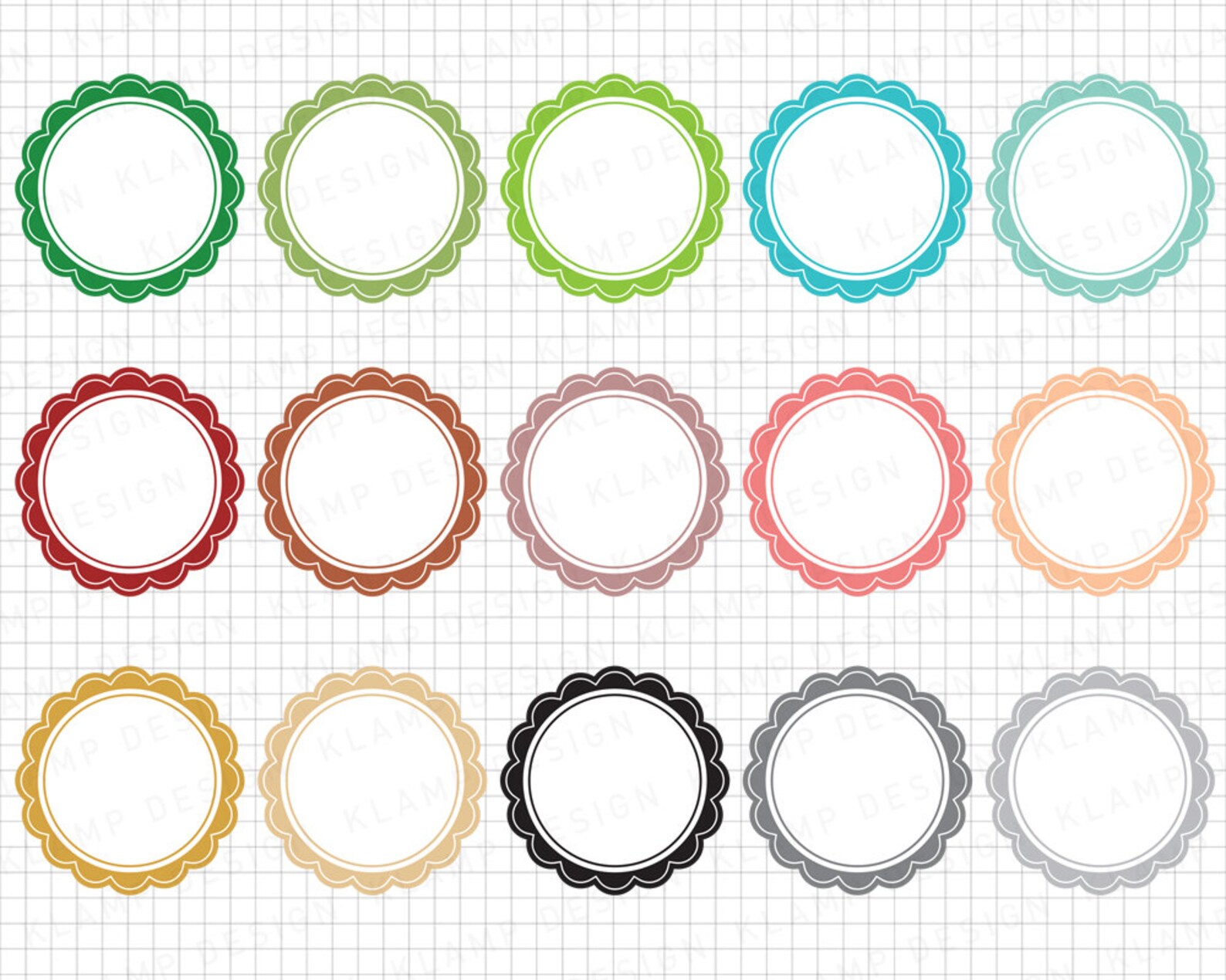 Digital Frame Clipart: "circle Frame Clipart" Scalloped Frames Clipart ...