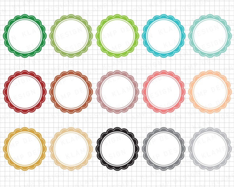 Digital Frame Clipart: "circle Frame Clipart" Scalloped Frames Clipart ...