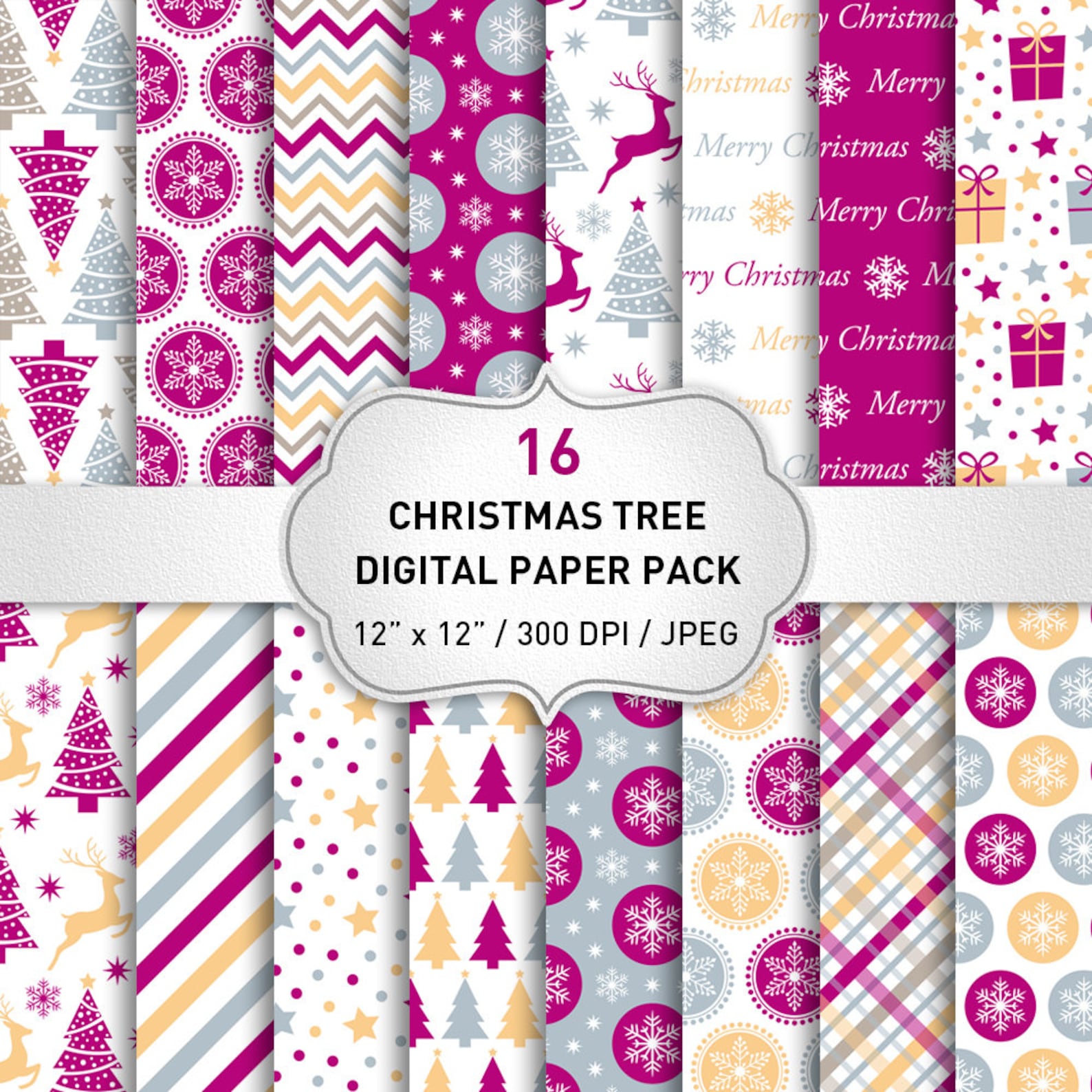 Christmas Digital Papers, Holiday Backgrounds, Scrapbook Papers ...