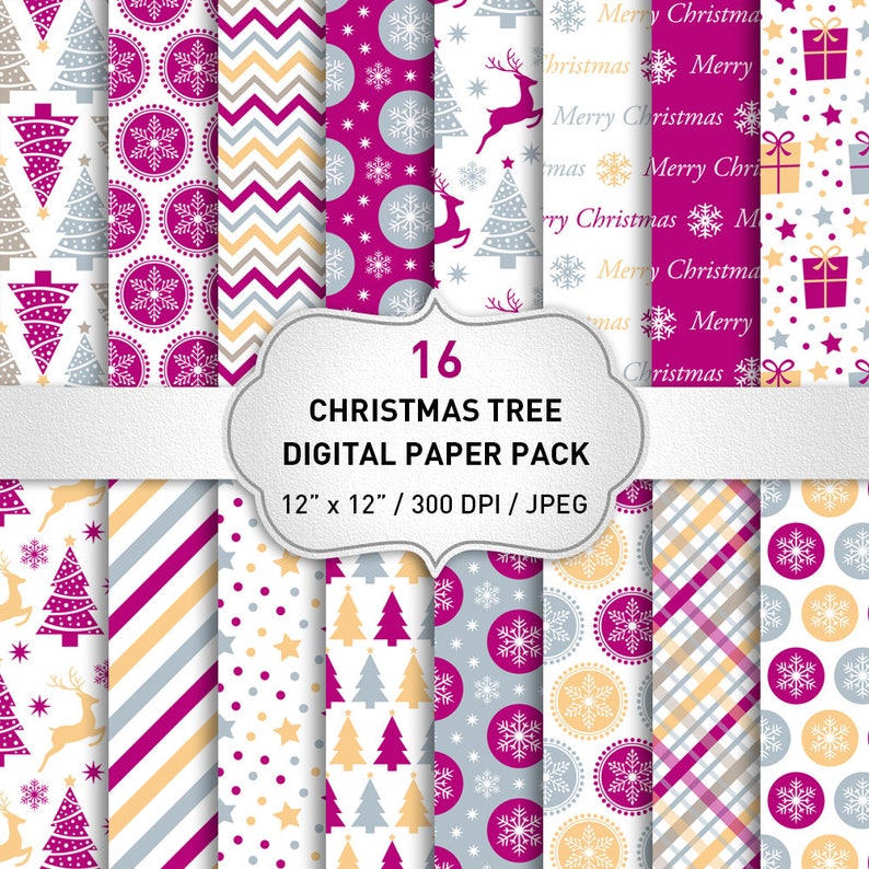 Christmas Digital Papers, Holiday Backgrounds, Scrapbook Papers ...