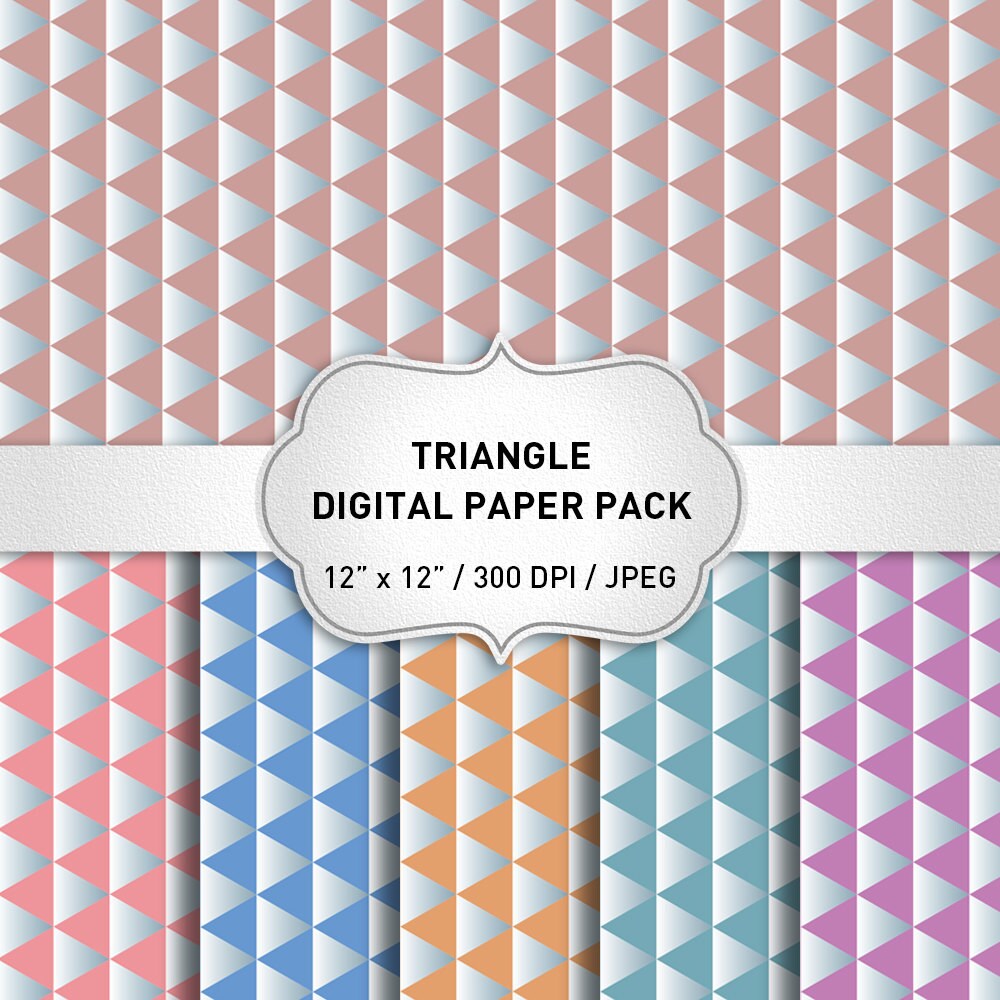 Triangle Digital Paper, Geometric Digital Paper, Scrapbook Paper ...
