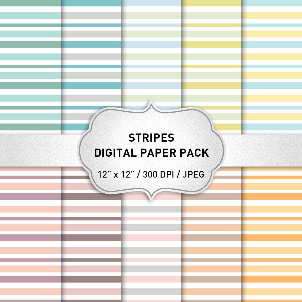 Stripes Digital Paper Pack, Digital Paper Stripes, Stripes Background ...