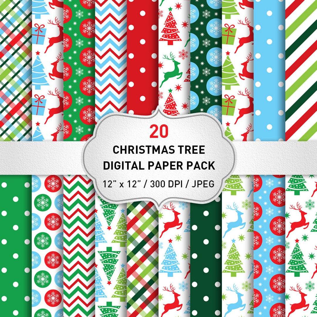 Christmas Digital Paper Commercial Use, Classic Christmas Papers ...