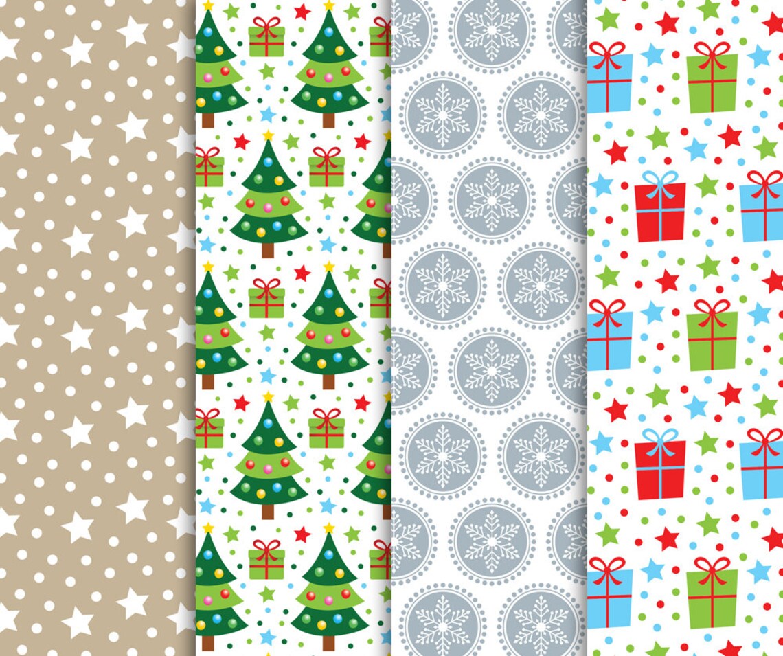 Christmas Digital Paper: "christmas Paper" With Snowflakes Snowman ...