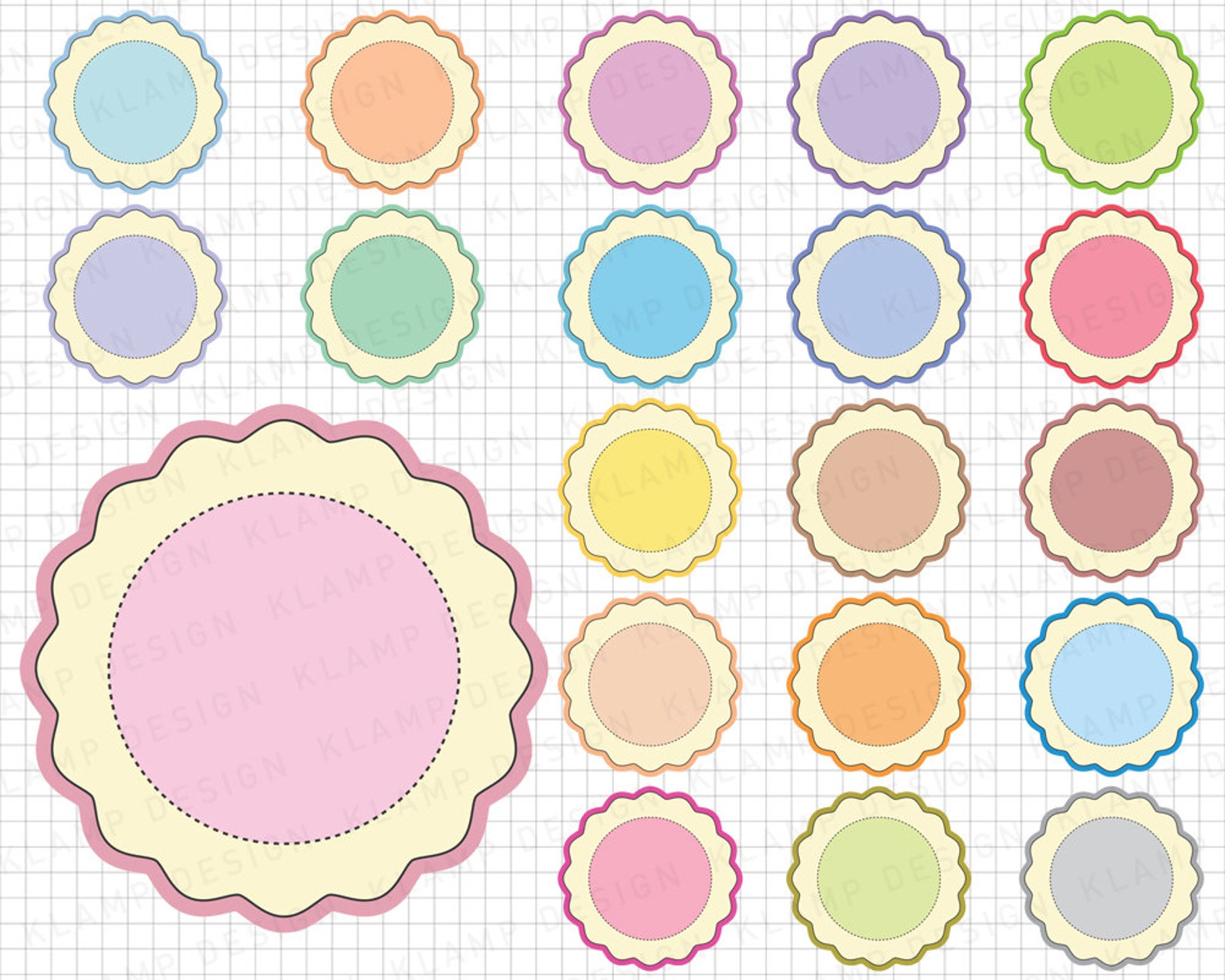 Printable Labels, Circle Digital Frame Clipart, Digital Clipart Frame ...