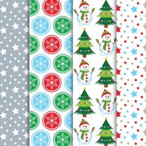 Christmas Digital Paper: "christmas Paper" With Snowflakes Snowman ...