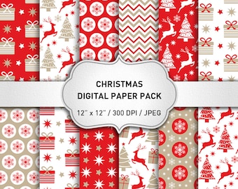 Black White Scandinavian Nordic Christmas Digital Paper - Etsy