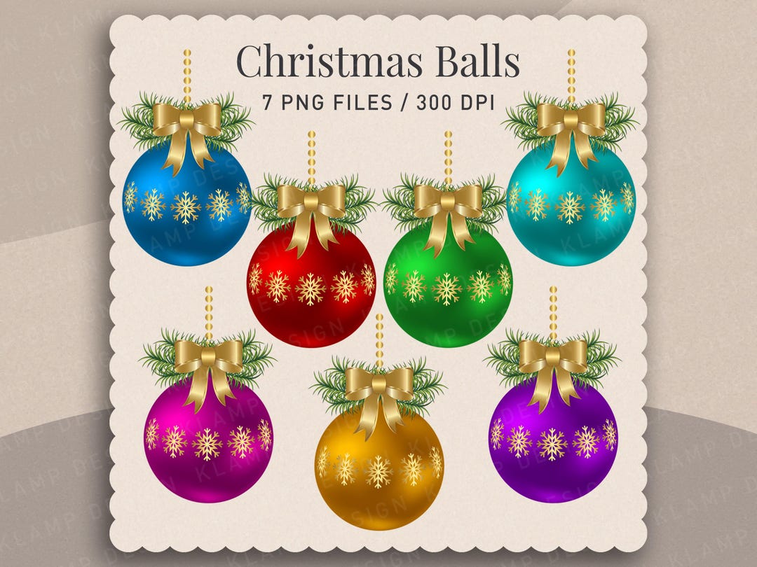 Christmas Balls Clip Art Commercial Use, Digital Christmas Ball ...