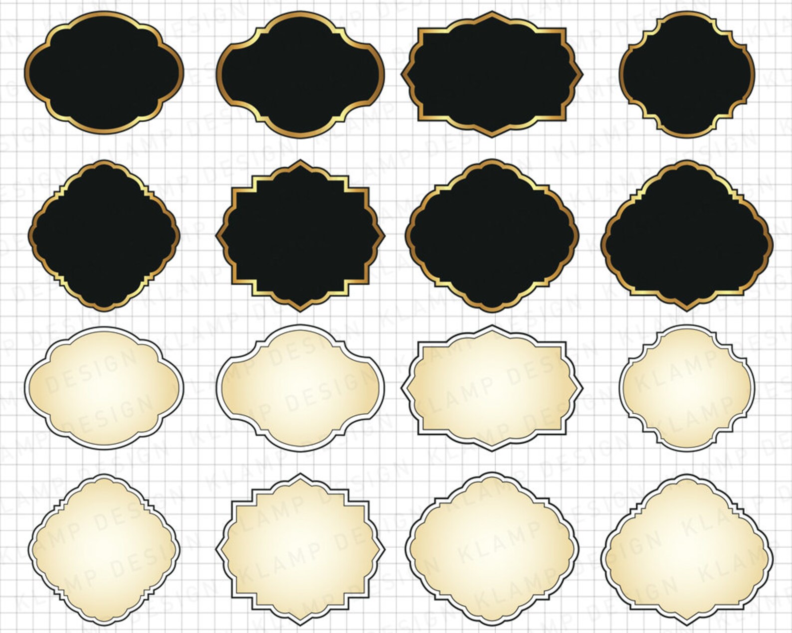Frames Clipart, Scalloped Frames, Round Labels, Scalloped Labels, Tags ...
