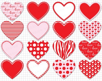 Heart Clipart Digital Hearts Valentine Clip Art Love | Etsy