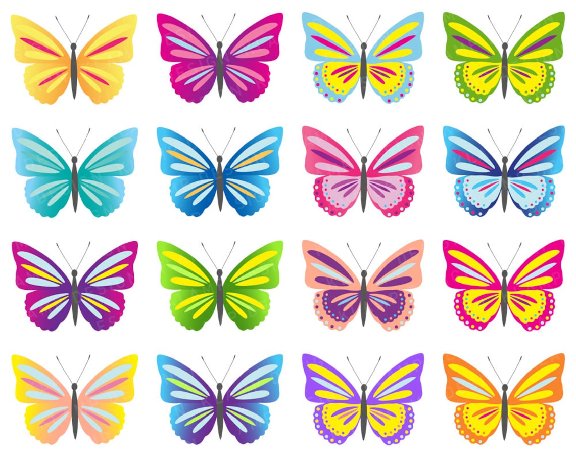 Butterfly Clip Art, Digital Butterflies Clipart, Colorful Butterflies ...