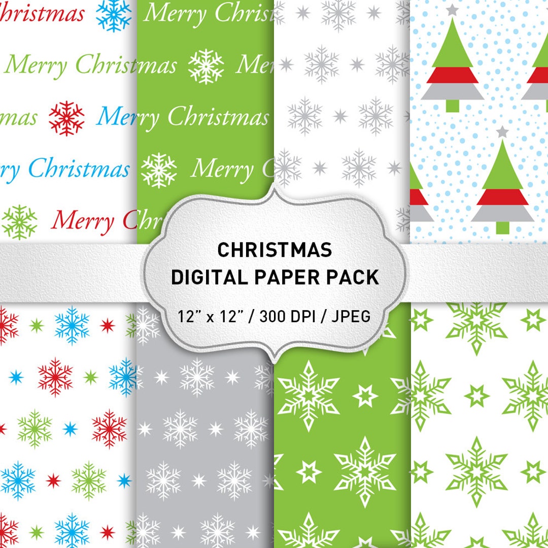 Green Christmas Digital Paper: "christmas Digital" Christmas Background ...