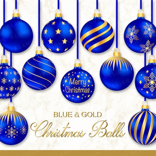 Blue and Gold Christmas Balls Clipart Christmas Baubles - Etsy