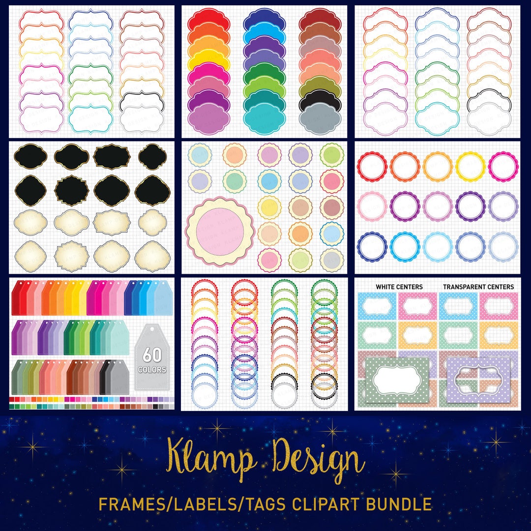 Frames Clipart, Scalloped Frames, Round Labels, Scalloped Labels, Tags ...
