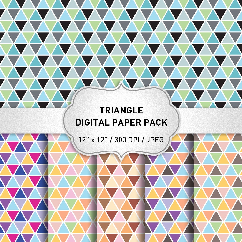 Triangle Digital Paper Pack, Geometric Digital Paper, Printable Paper ...