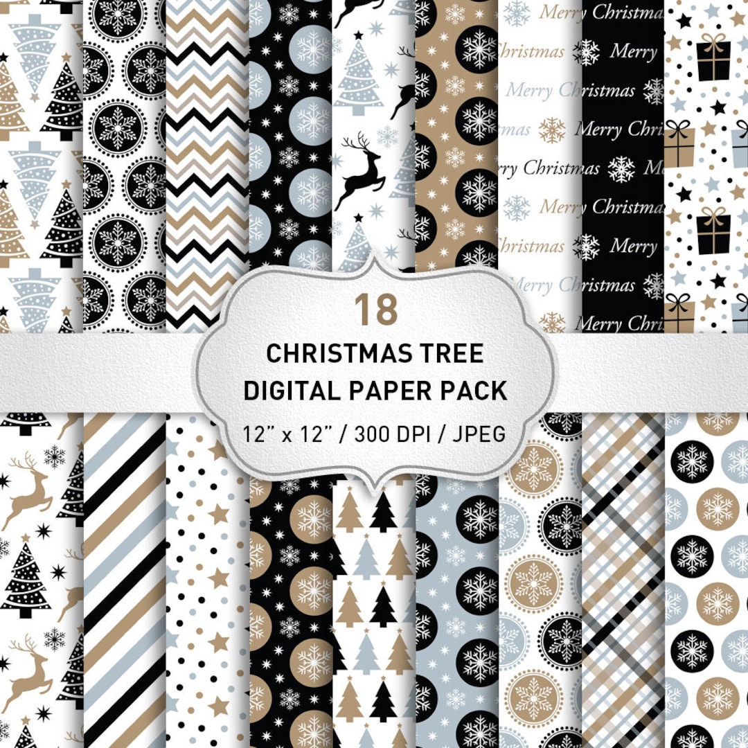 Christmas Digital Paper Commercial Use, Christmas Printable Paper ...