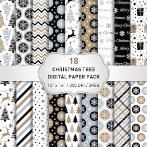 Christmas Digital Paper Commercial Use, Christmas Printable Paper ...