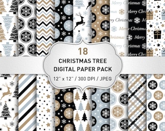 Christmas Digital Paper Commercial Use, Christmas Printable Paper ...