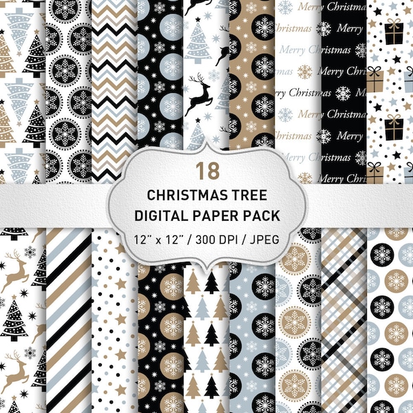 Christmas Digital Paper - Etsy