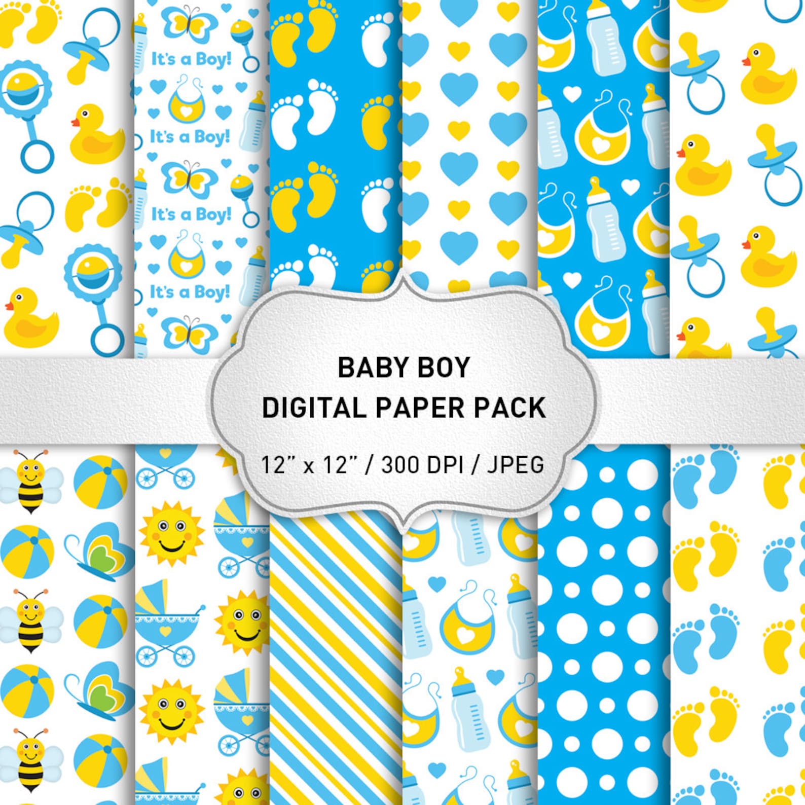 Baby Digital Paper: "baby Boy Digital Paper" Blue Baby Digital Paper ...