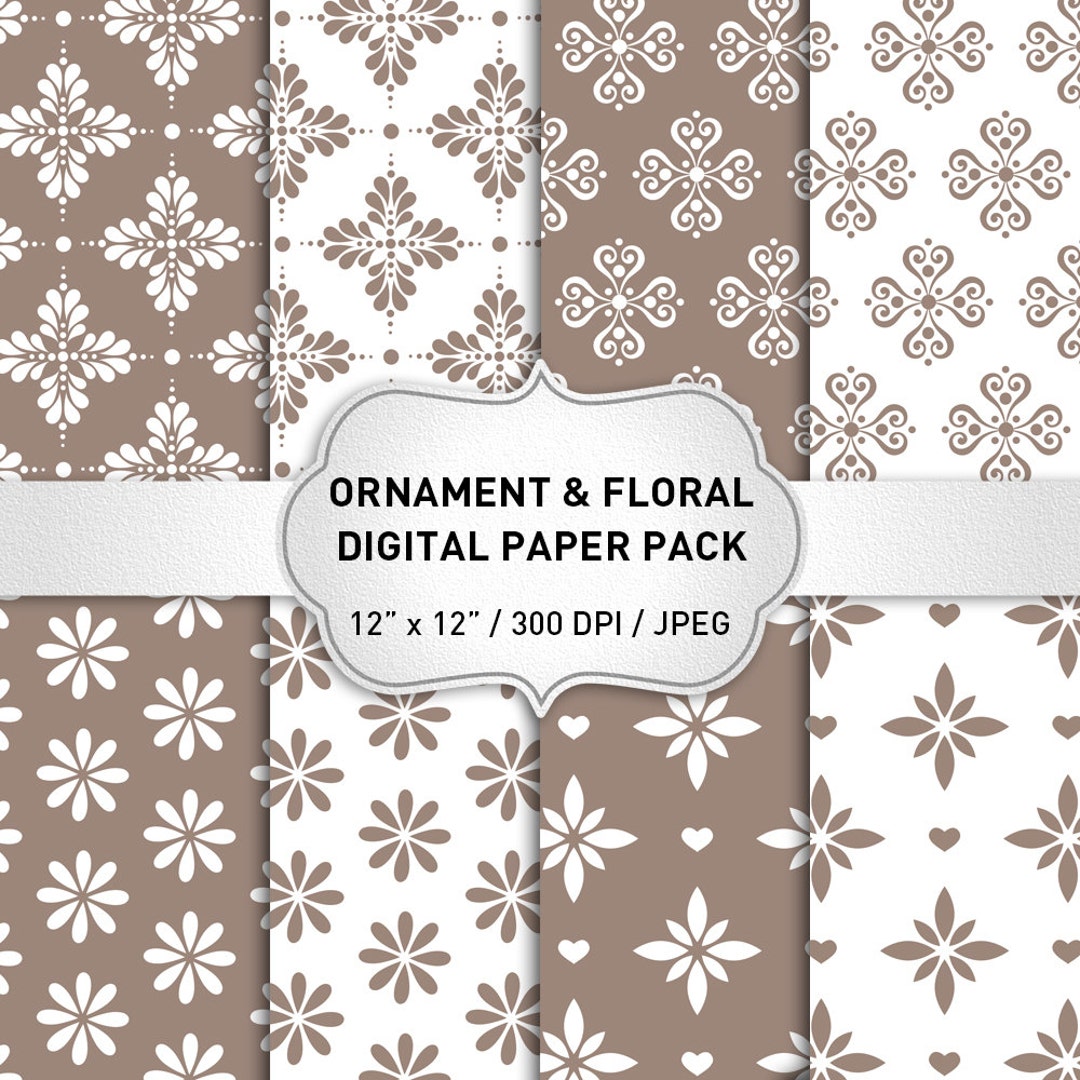 Ornament Digital Paper Pack, Floral Digital Paper Pack, Digital Paper ...