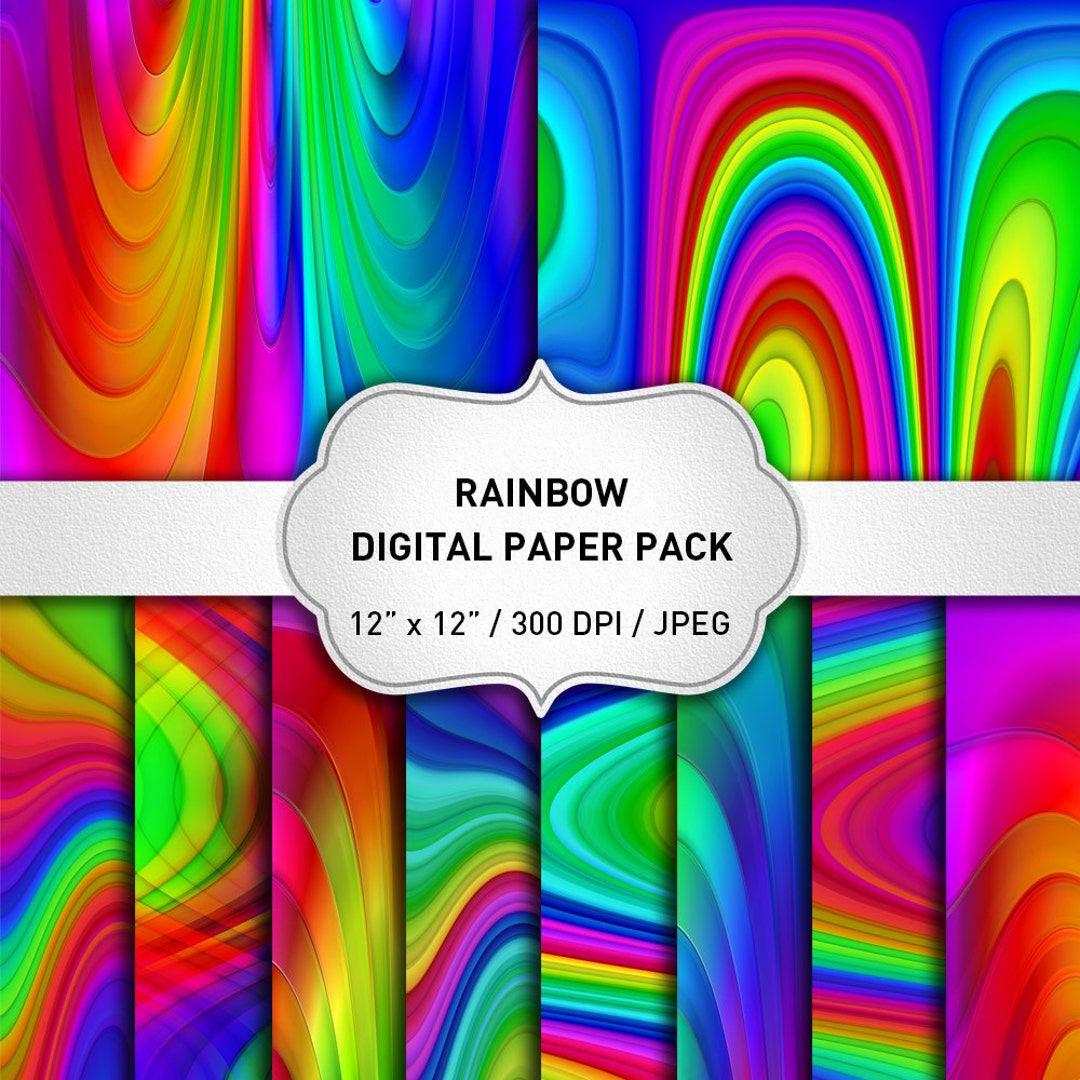 Rainbow Digital Paper, Rainbow Paper, Abstract Paper, Multicolor ...