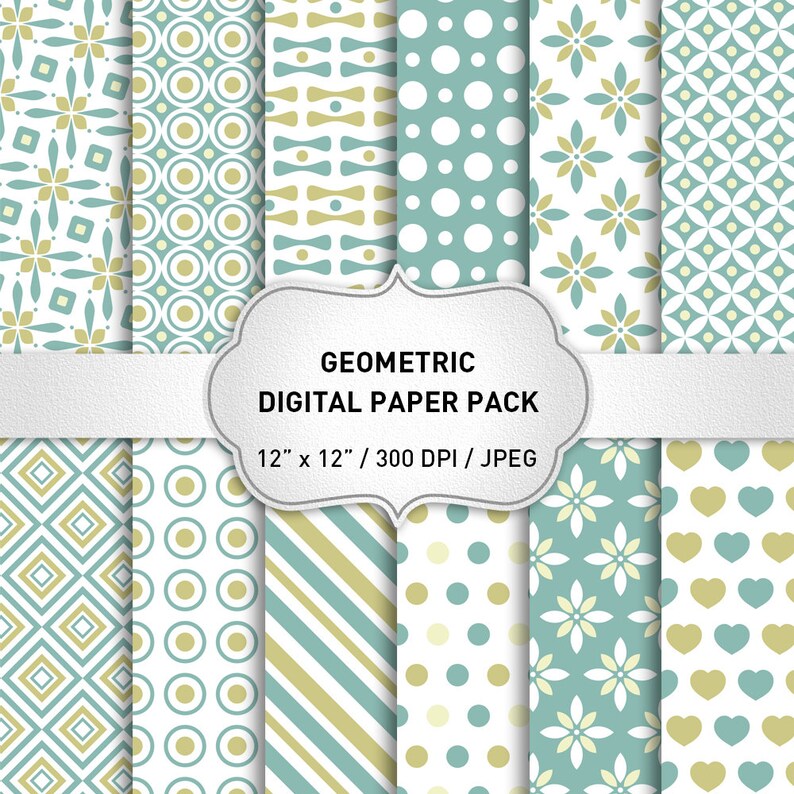 Green Digital Paper: "geometric Digital Paper" Geometric Patterns ...