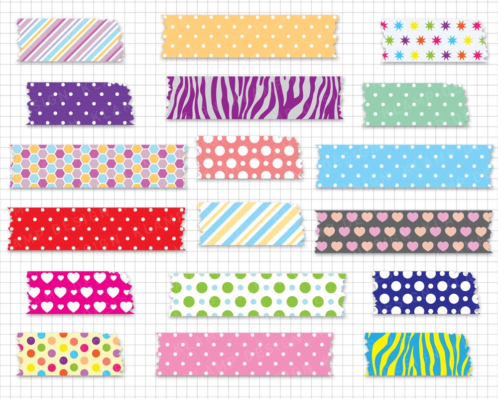 Digital Washi Tape, Washi Tape Clipart, Digital Scrapbook Kit ...