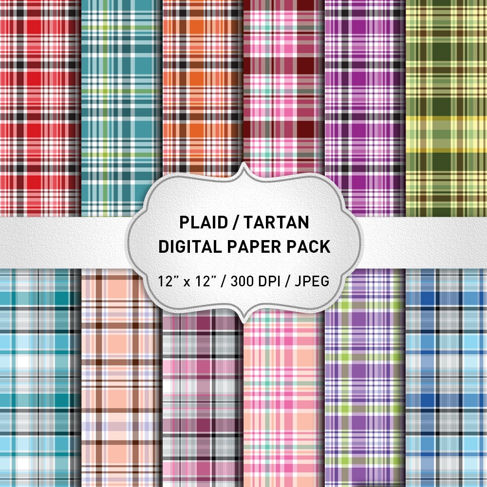 Plaid Digital Paper, Plaid Patterns, Tartan Digital Paper, Plaid ...