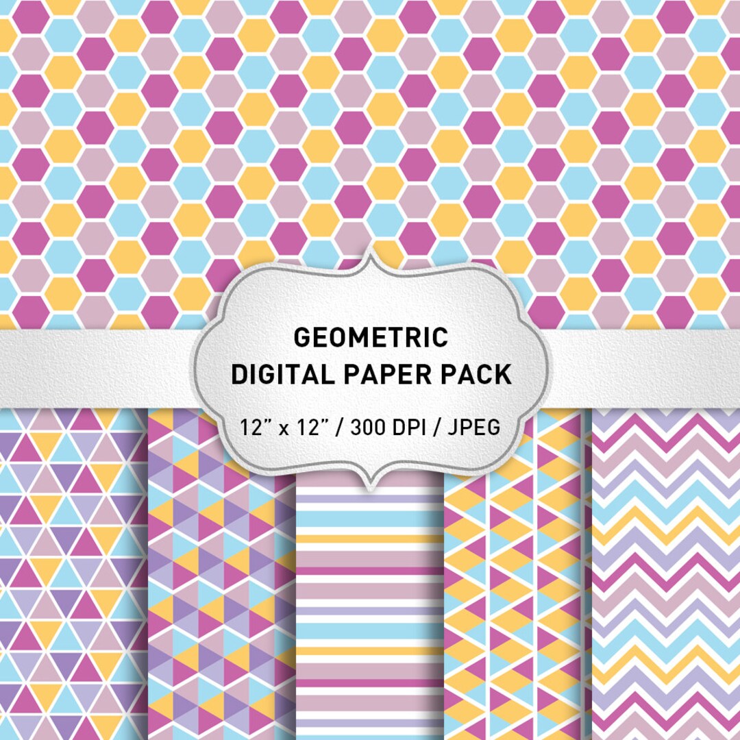 Geometric Digital Paper, Digital Paper Pack, Triangle Digital Paper ...