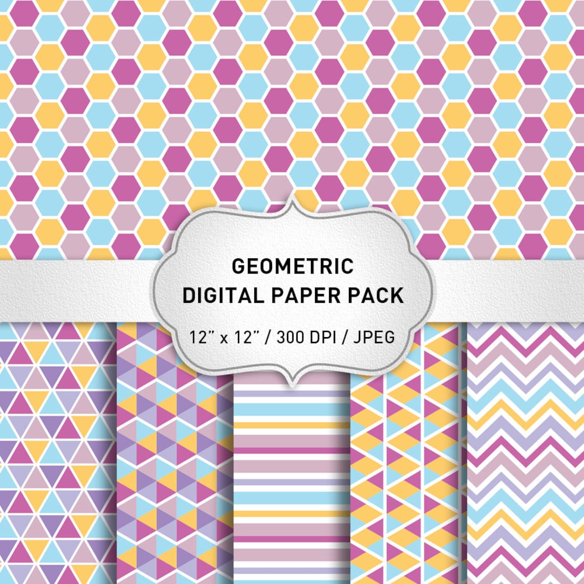 Geometric Digital Paper Digital Paper Pack Triangle Digital - Etsy