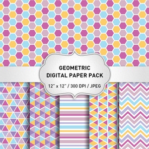 Geometric Digital Paper, Digital Paper Pack, Triangle Digital Paper ...