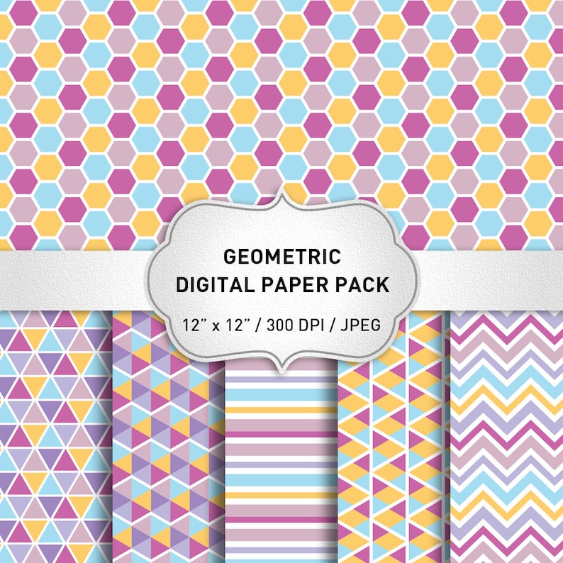 Geometric Digital Paper, Digital Paper Pack, Triangle Digital Paper ...
