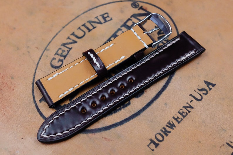 Horween Shell Cordovan Colour 8 Burgundy Full Stitch Leather | Etsy