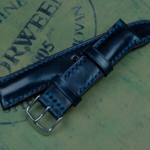 Horween Shell Cordovan Navy Half Padded Leather Watch Strap - Etsy