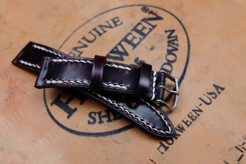 Horween Shell Cordovan Colour 8 Burgundy Full Stitch Leather | Etsy